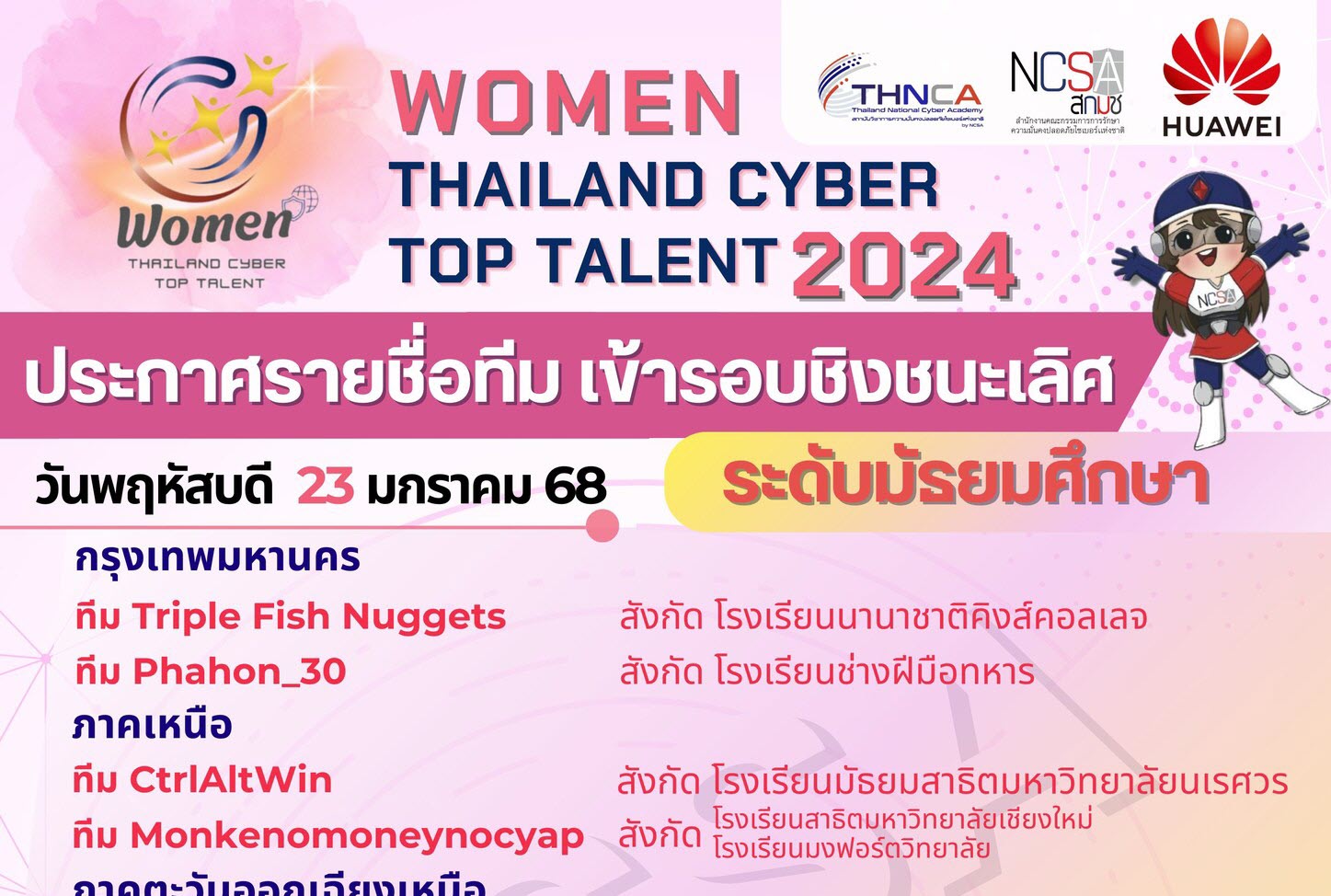 ประกาศผลการแข่งขัน Women Thailand Cyber Top Talent 2024 รอบคัดเลือก - CTF Thailand