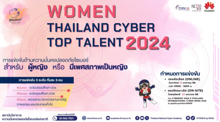 กิจกรรมการแข่งขัน Women Thailand Cyber Top Talent 2024 รอบคัดเลือก วันที่ 28 กันยายน 2567 ...